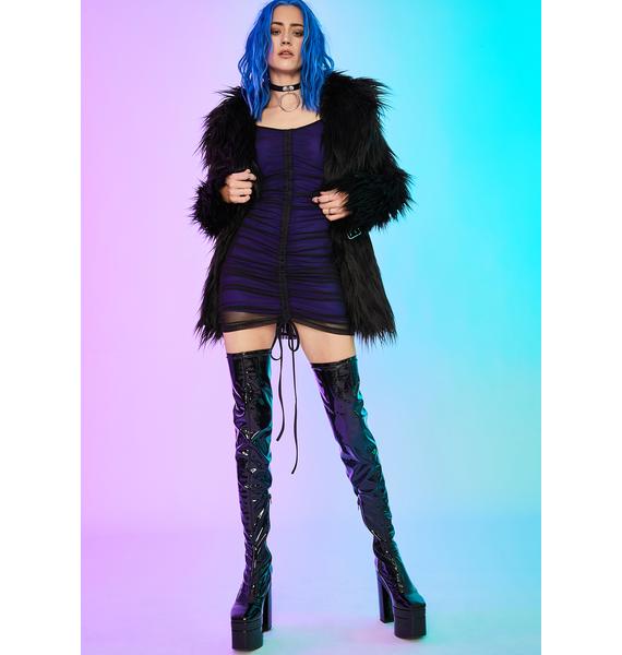 Current Mood Blue Ruched Mesh Club Mini Dress | Dolls Kill