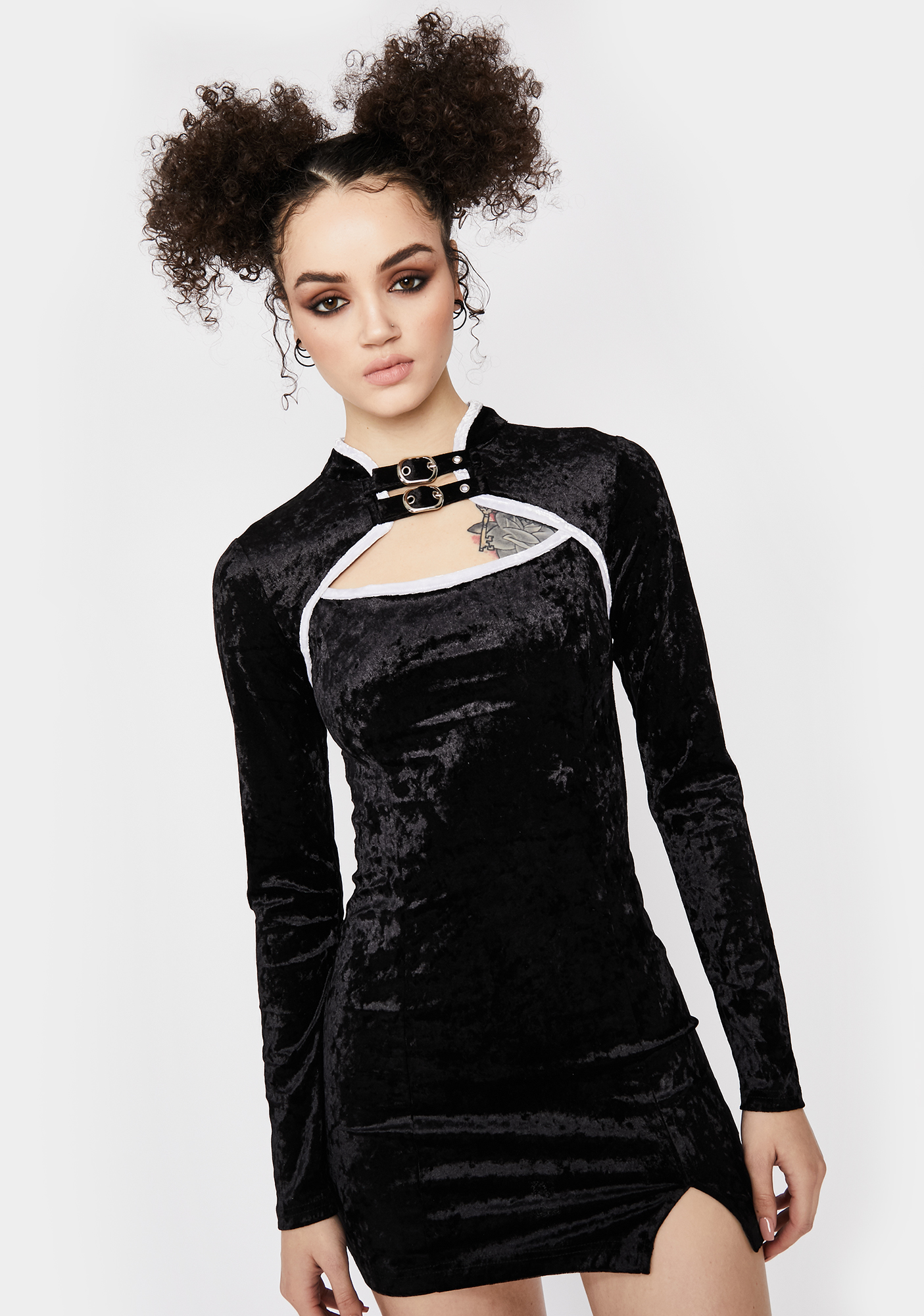 Velvet Cut Out Mini Dress Black Dolls Kill