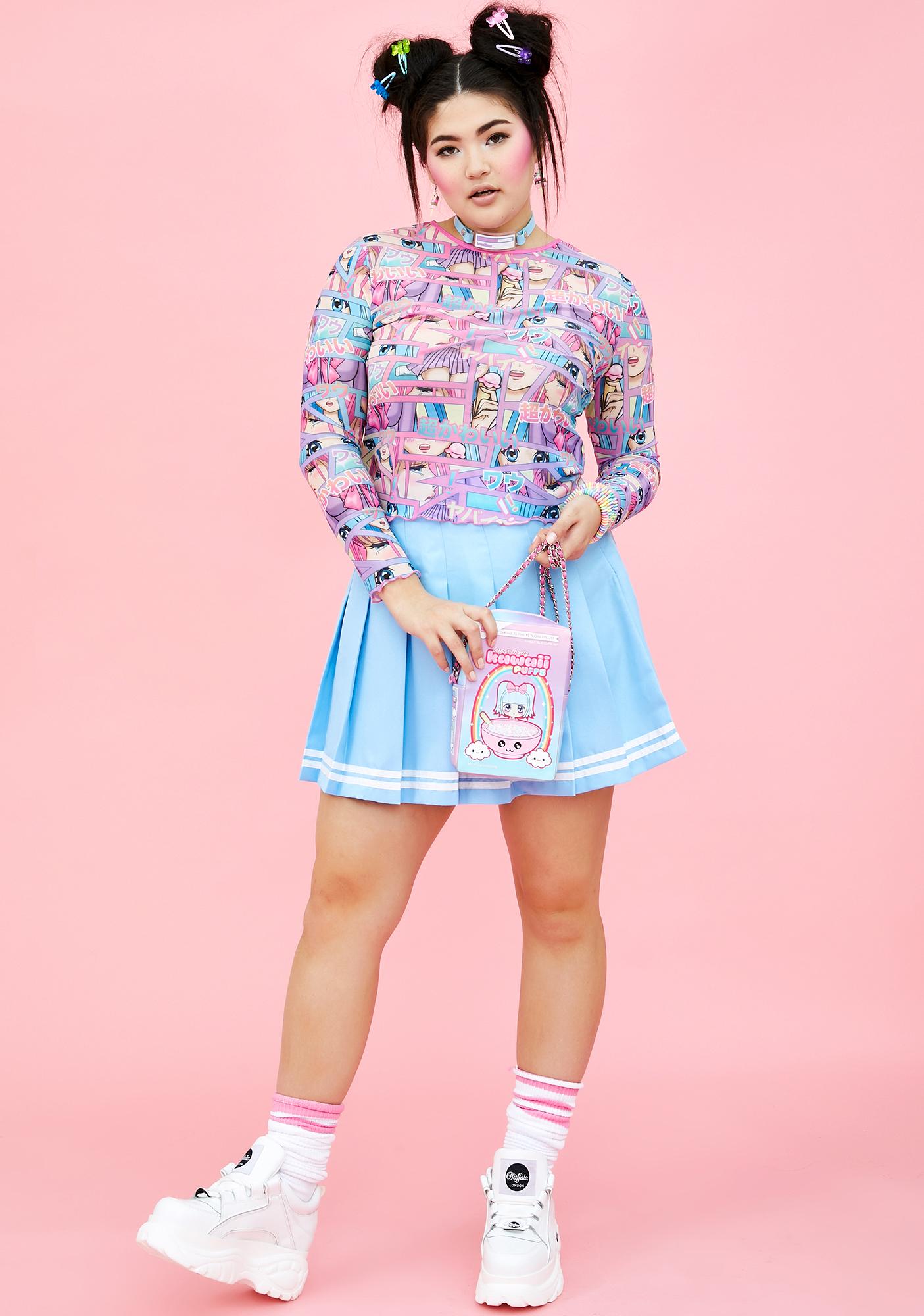Plus Size Sugar Thrillz Comic Print Sheer Mesh Top Pink Dolls Kill
