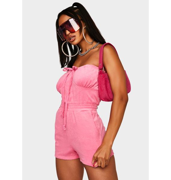 Terry Cloth Tube Romper Hot Pink Dolls Kill