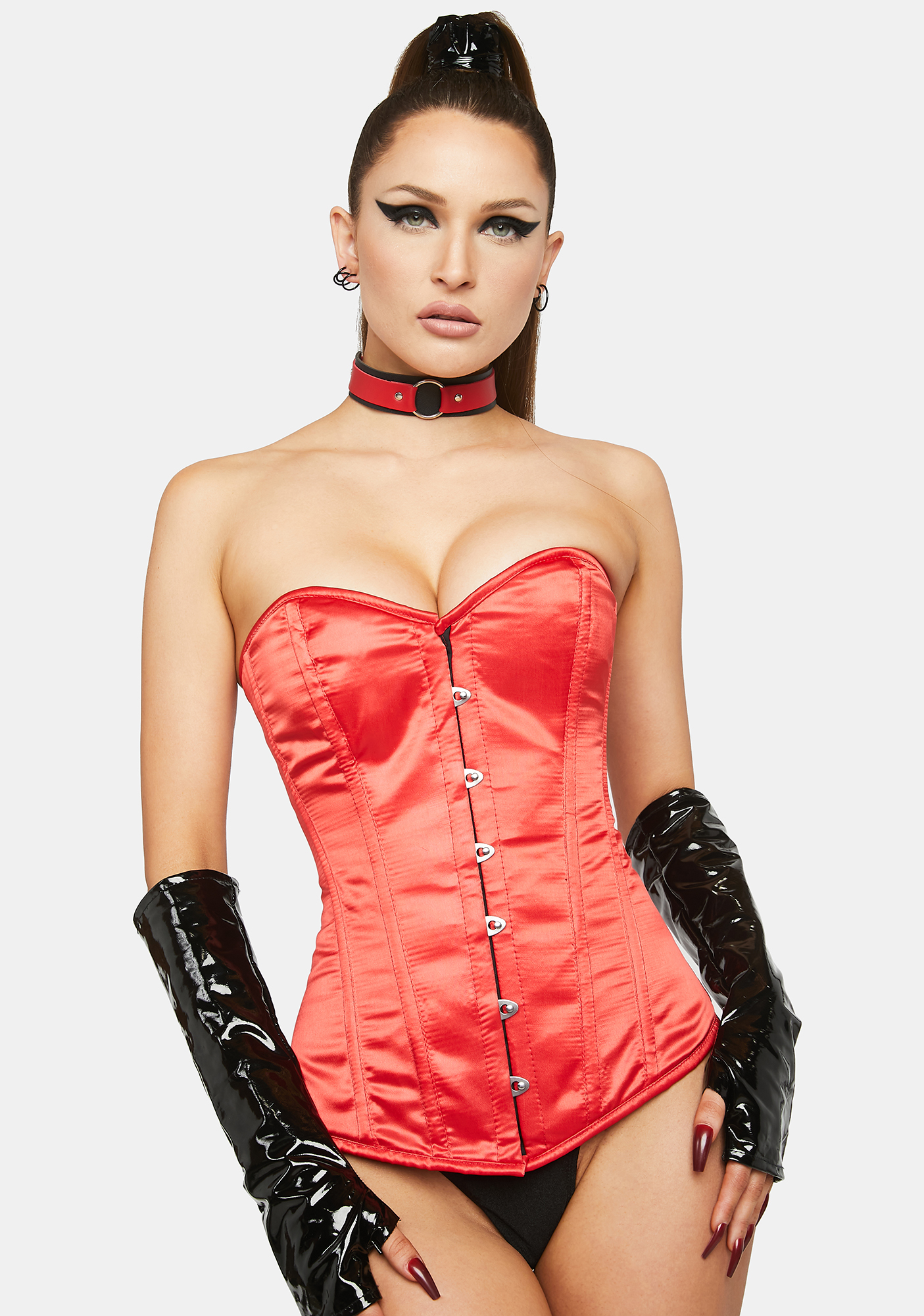 Daisy Corsets Satin Overbust Corset Red Dolls Kill