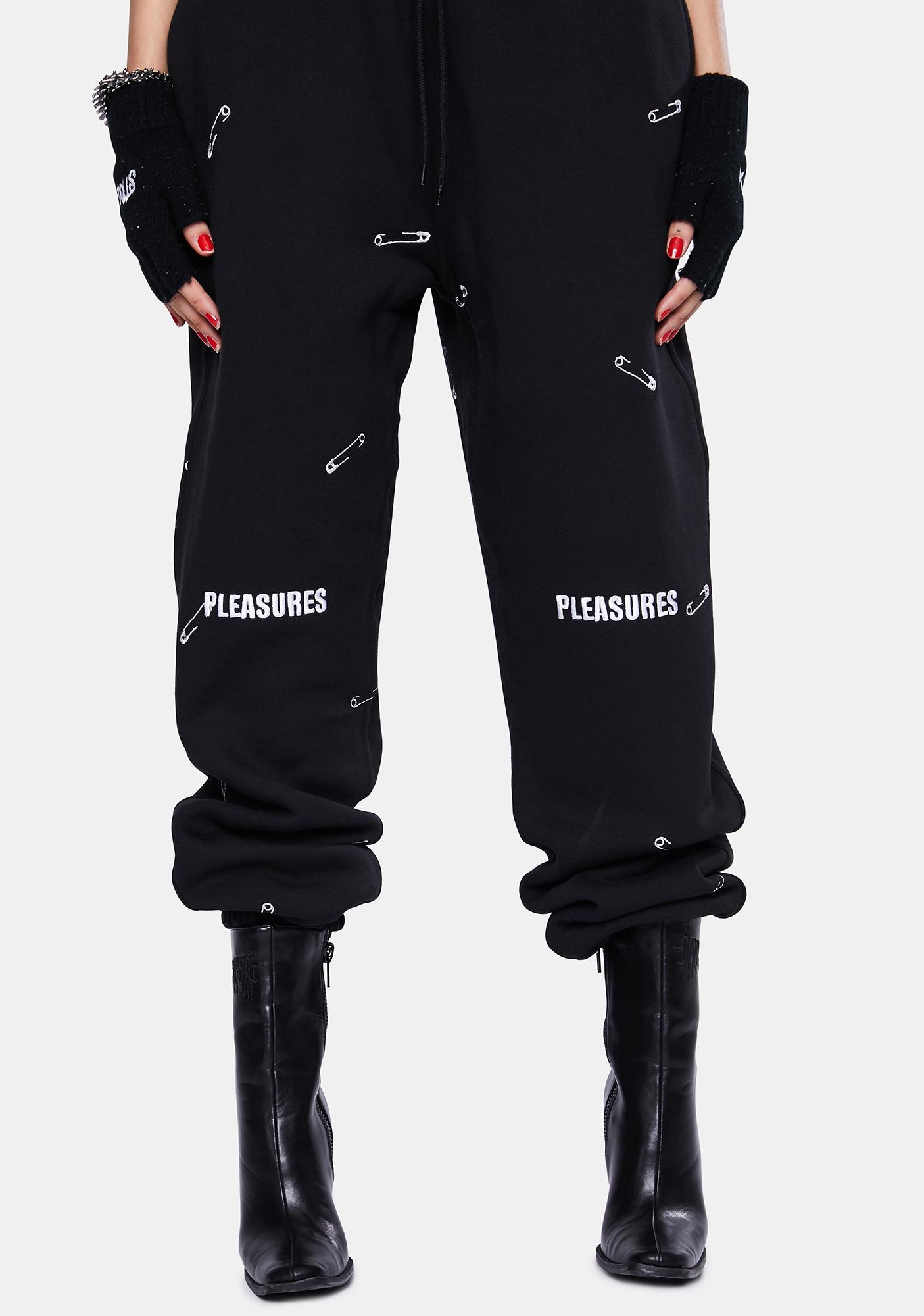 Pleasures Safety Pin Embroidered Sweatpants | Dolls Kill