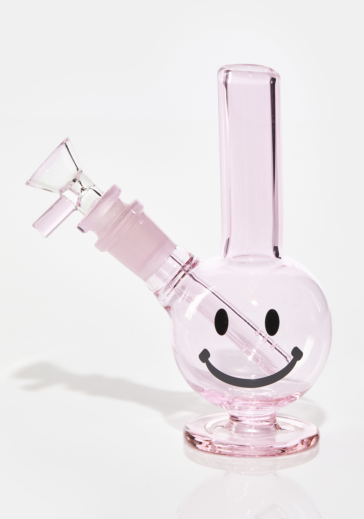 A Shop of Things Happy Face Glass Mini Bong - Pink | Dolls Kill