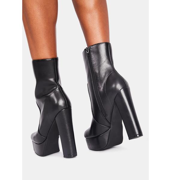 Vegan Leather Platform Heeled Booties Black Dolls Kill