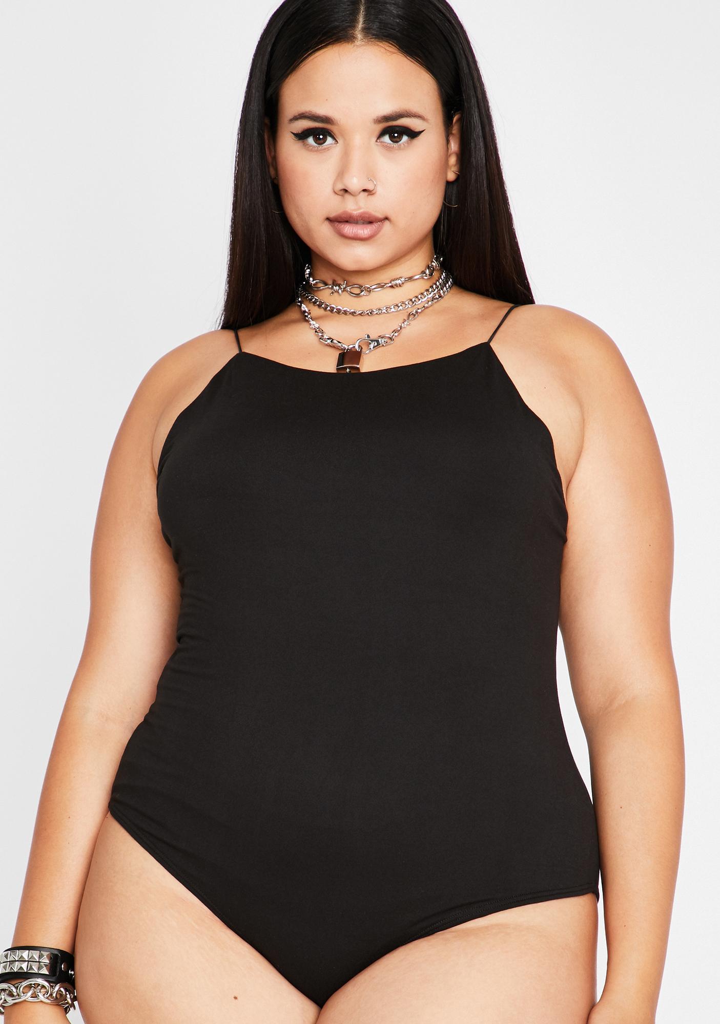 Plus Size Open Back Bodysuit Black Dolls Kill