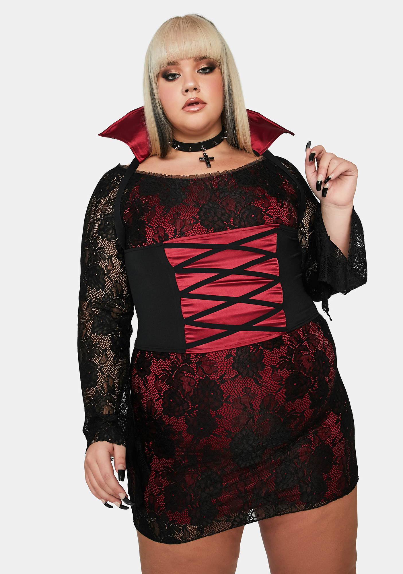 Plus Size Halloween Sexy Gothic Vampire Costume Black Red Dolls Kill