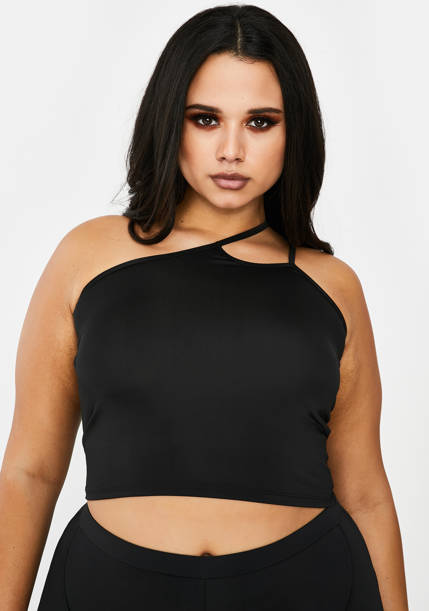 Plus Size Poster Grl One Shoulder Cami Tank Crop Top Black Dolls Kill
