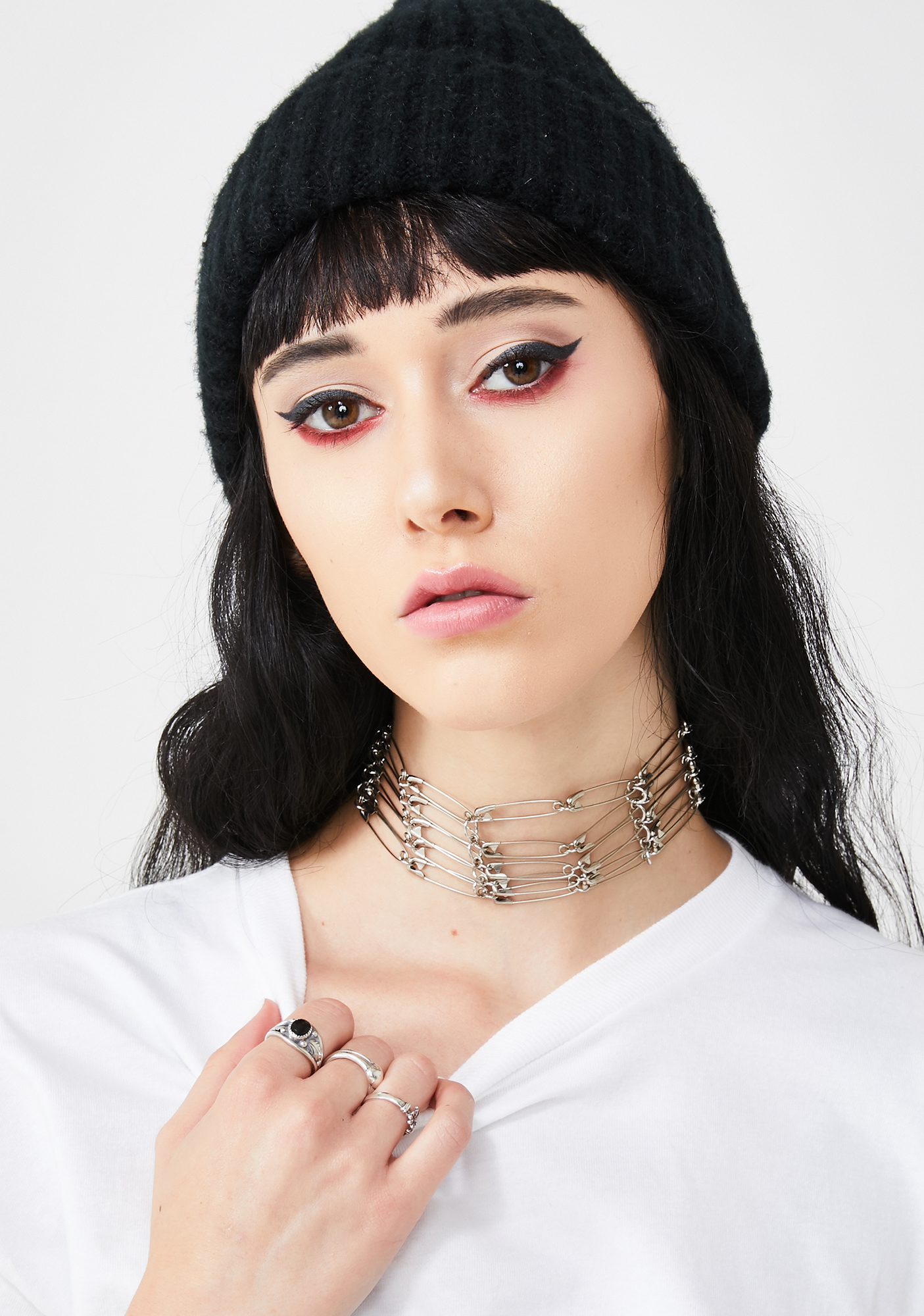 Horizontal Safety Pin Choker | Dolls Kill Horizontal Safety Pin Choker | Dolls Kill