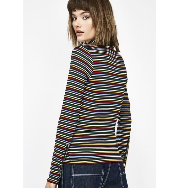 Striped Long Sleeve Turtleneck Top Dolls Kill