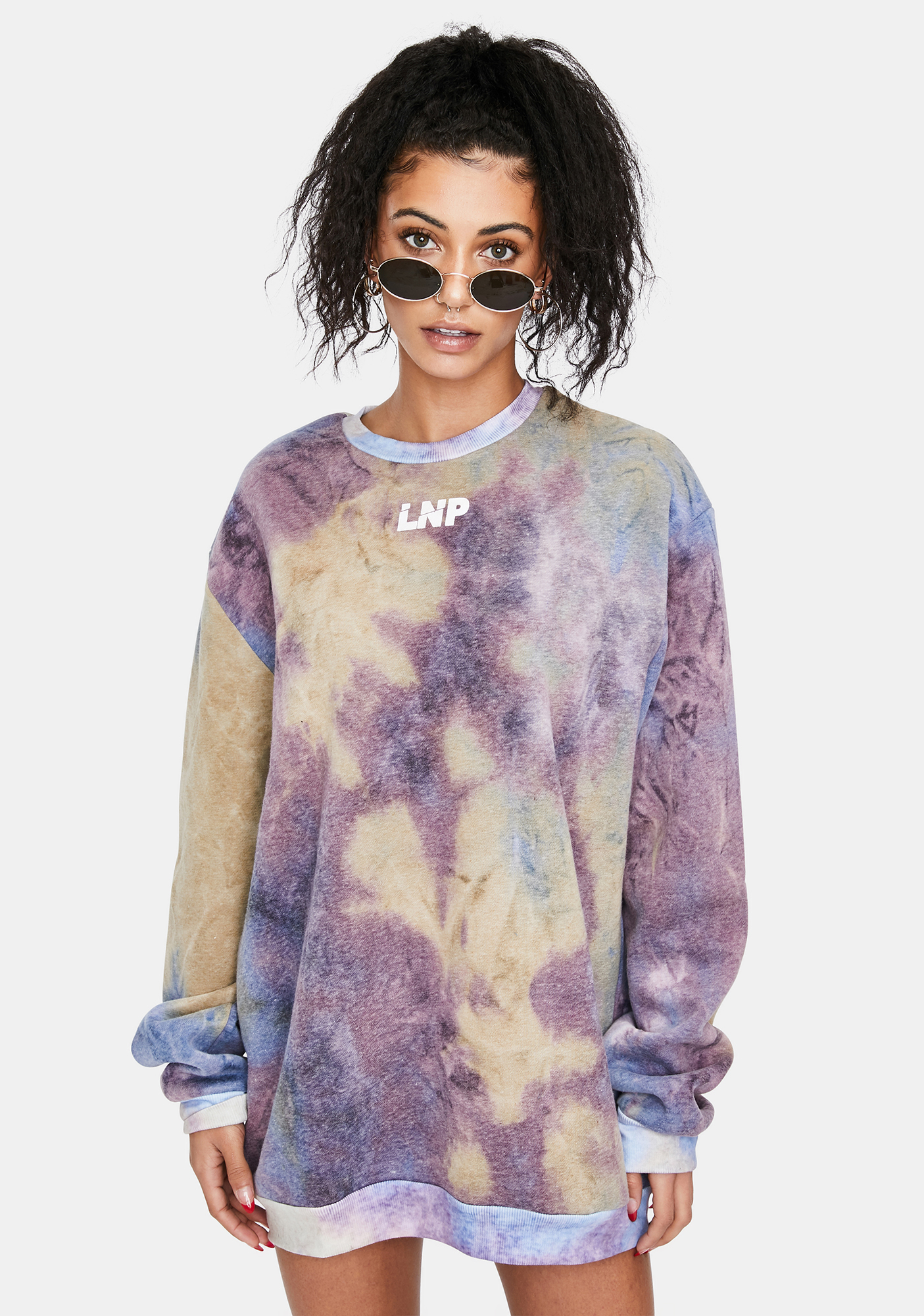 Liquor N Poker Lilac Tie Dye Relaxed Fit Crewneck | Dolls Kill Liquor N Poker Lilac Tie Dye Relaxed Fit Crewneck | Dolls Kill