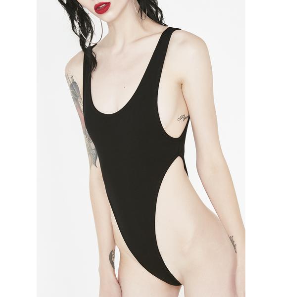 Black High Cut Leg Bodysuit Dolls Kill