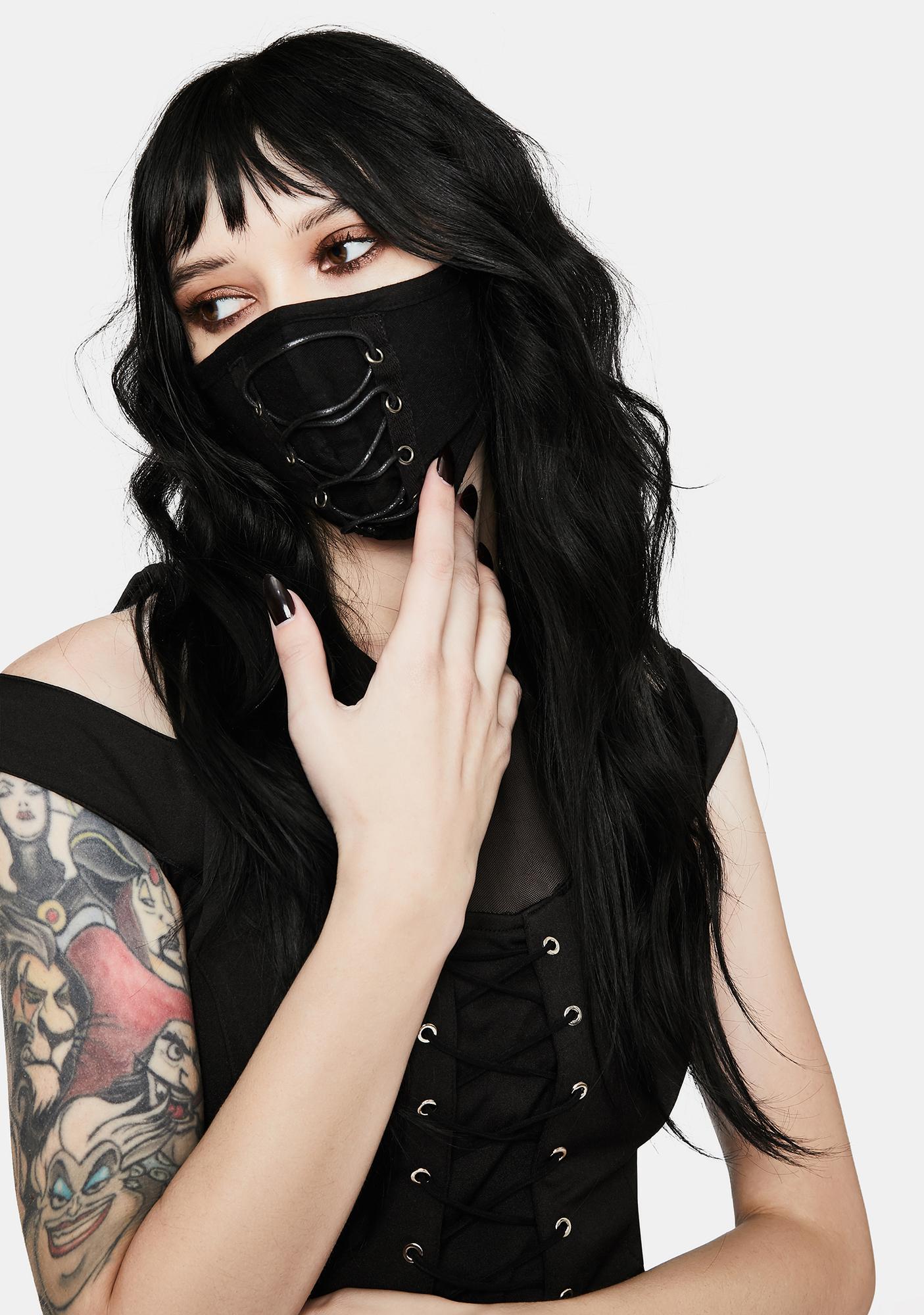Punk Rave Daily Punk Lace-Up Face Mask | Dolls Kill