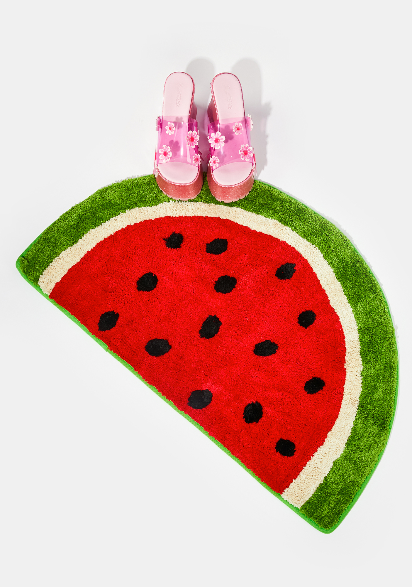 Watermelon Shaped Rug - Red/Green | Dolls Kill