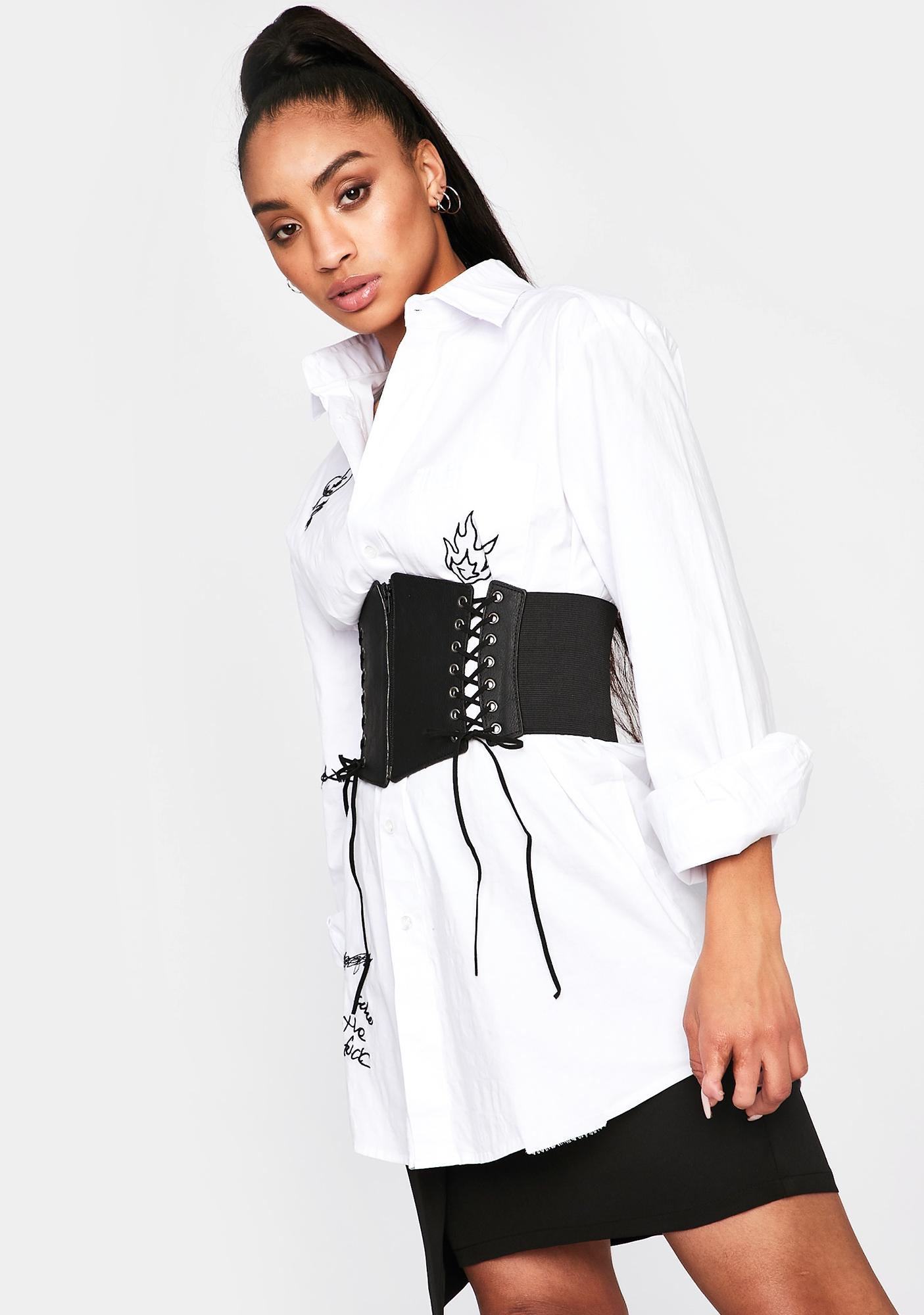 Faux Leather Lace Up Corset Belt Black Dolls Kill