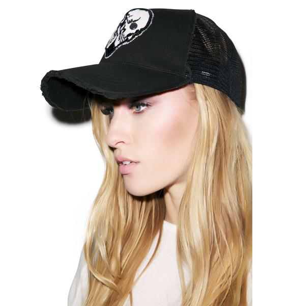 Lauren Moshi Jilly Skull Heart Patch Trucker Hat Dolls Kill