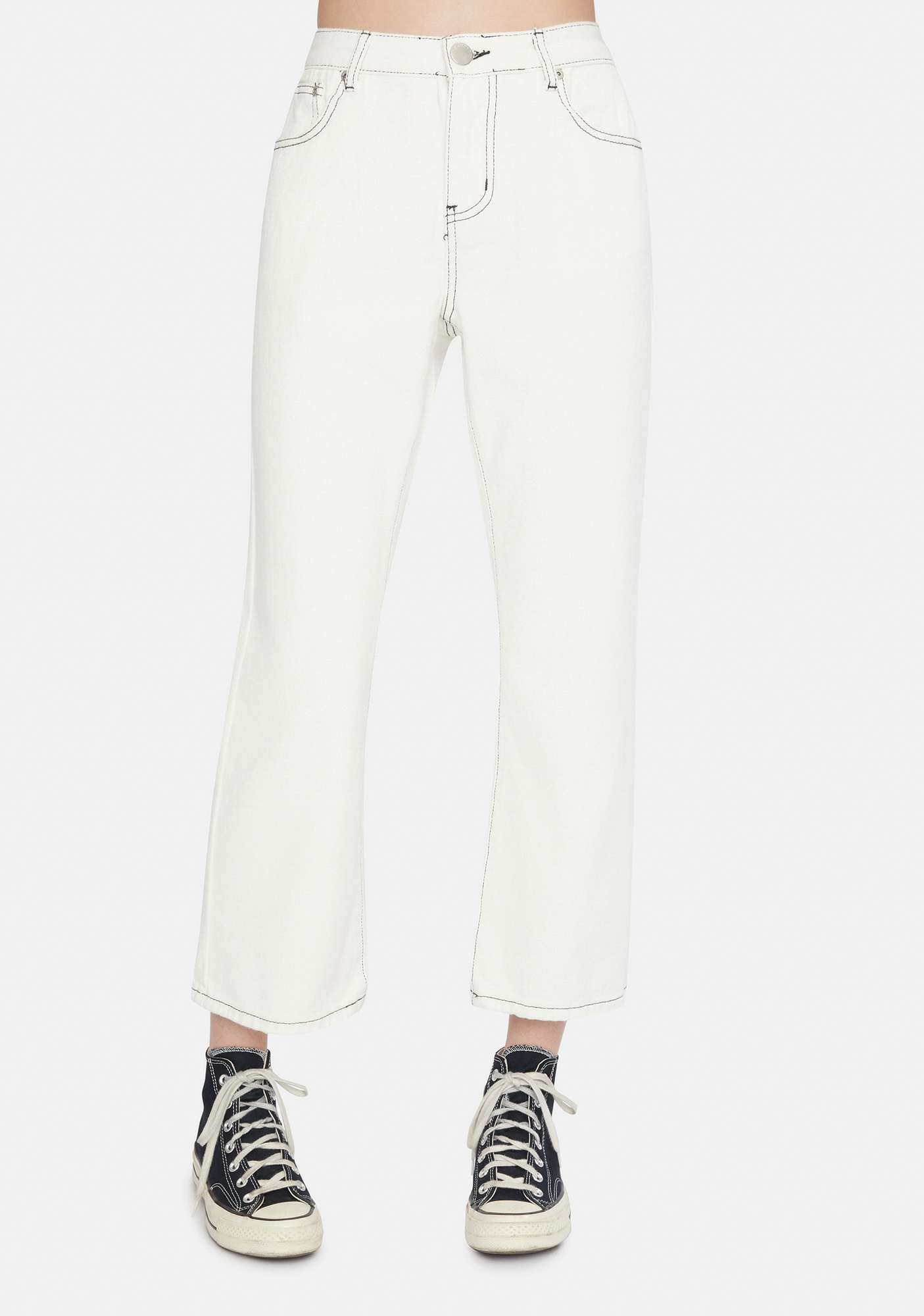 Glamorous White Denim Straight Leg Jeans | Dolls Kill