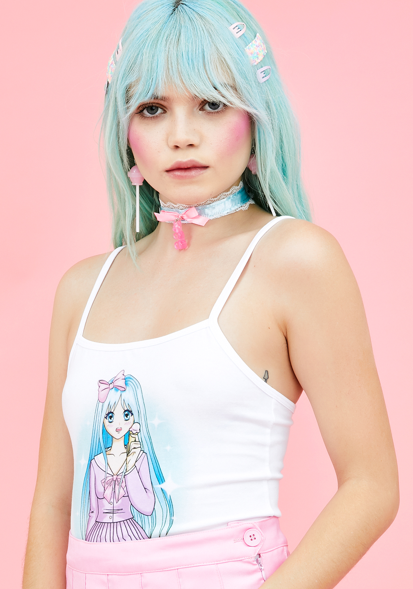 Sugar Thrillz Anime Girl Graphic Tank Top White | Dolls Kill