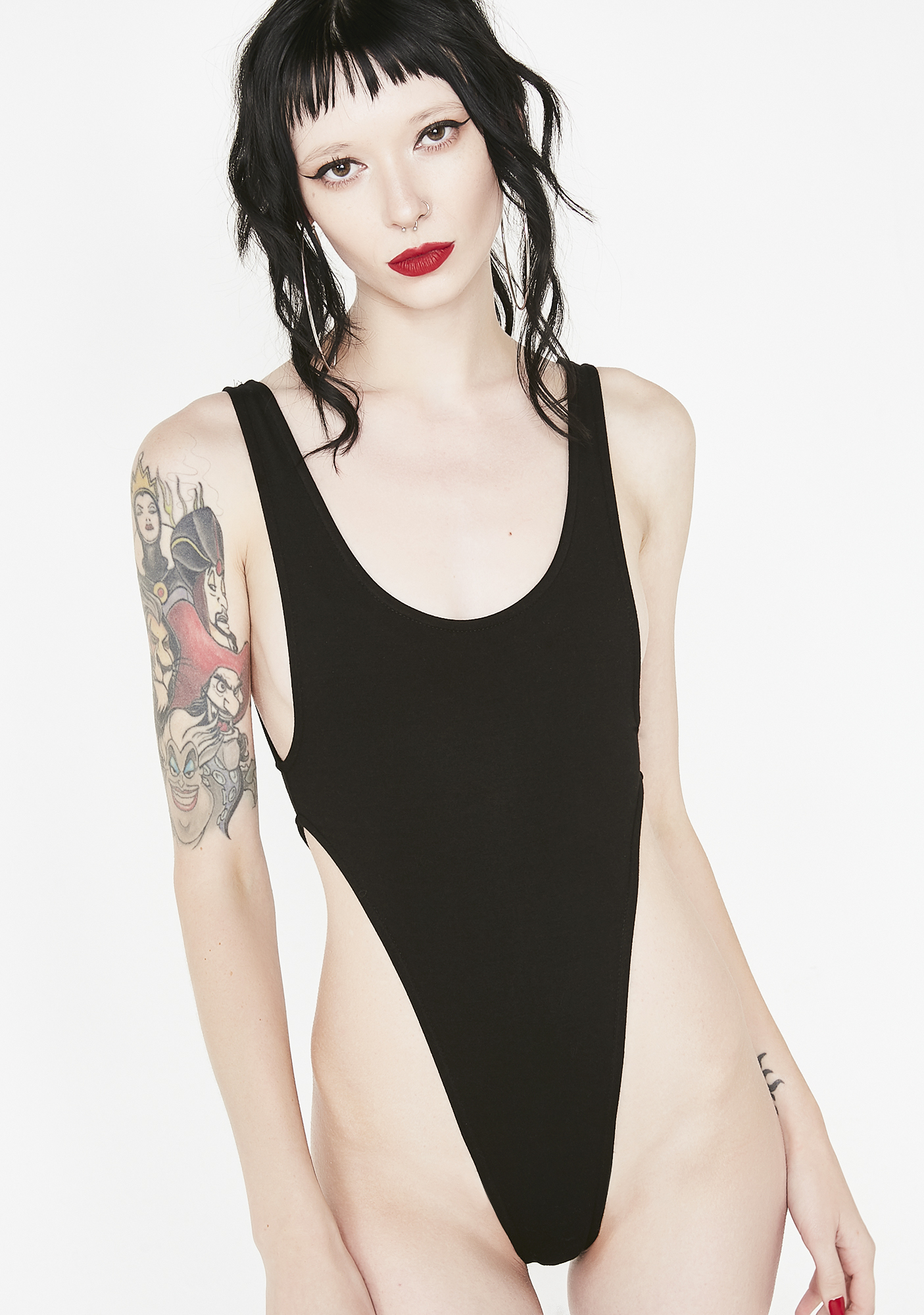 Black High Cut Leg Bodysuit Dolls Kill